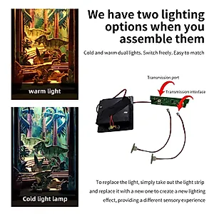 DESMOND 3D Book Nook kit, Forest World Epic Dragons DIY Miniature Dollhouse Kit Bookshelf Insert Personalized Assembled Bookends Wooden Puzzle Miniature Kit