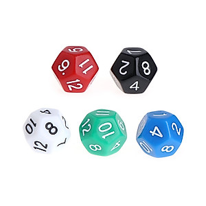 BUZHI 10pcs Portable 12 Sided Acrylic Number Dice Multicolor for Dungeon & Dragon Game Accessories Table Games Toy Supplies