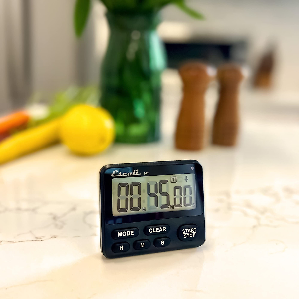 Escali Extra Loud Display Digital Kitchen Timer with Clock Mode, Recall Timer Magnetic Back