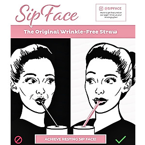 Sipface Straw Anti-Aging Wrinkle Free 2 PACK Tiktok Instagram Ergonomic BPA Free Reusable Dishwasher Safe