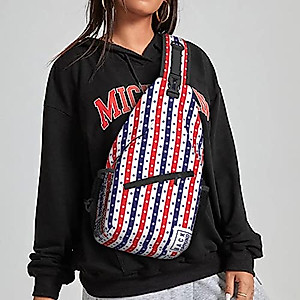 NiuKom American Flag US Stars Stripes Sling Backpack Crossbody Chest Bag Crossbody Shoulder Bag Gym Cycling Travel Hiking Daypack For Women Men