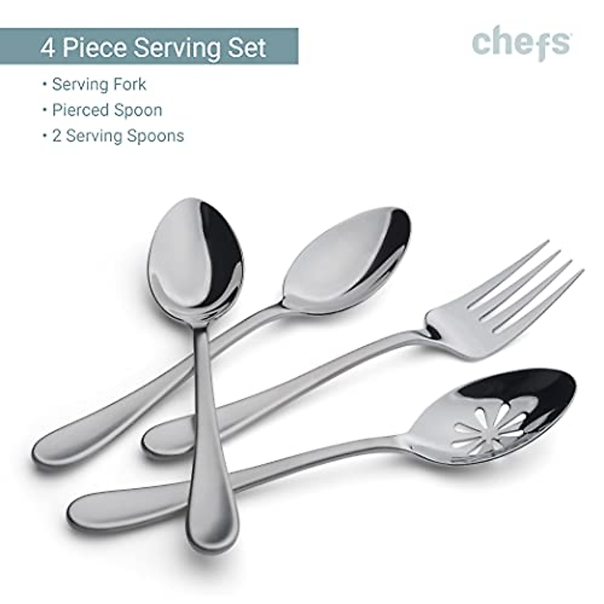 Chefs 18/10 Stainless Steel 44pc Flatware Set, Service for 8, Mesa Satin