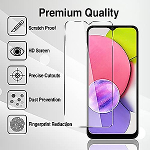 Soonear [3+2 Pack] Compatible for Samsung Galaxy A03s 6.5 inch Screen Protector + Camera Lens Protector[Bubble Free] [Anti-Scratch] Tempered Glass HD Clarity [Not Samsung Galaxy A03]