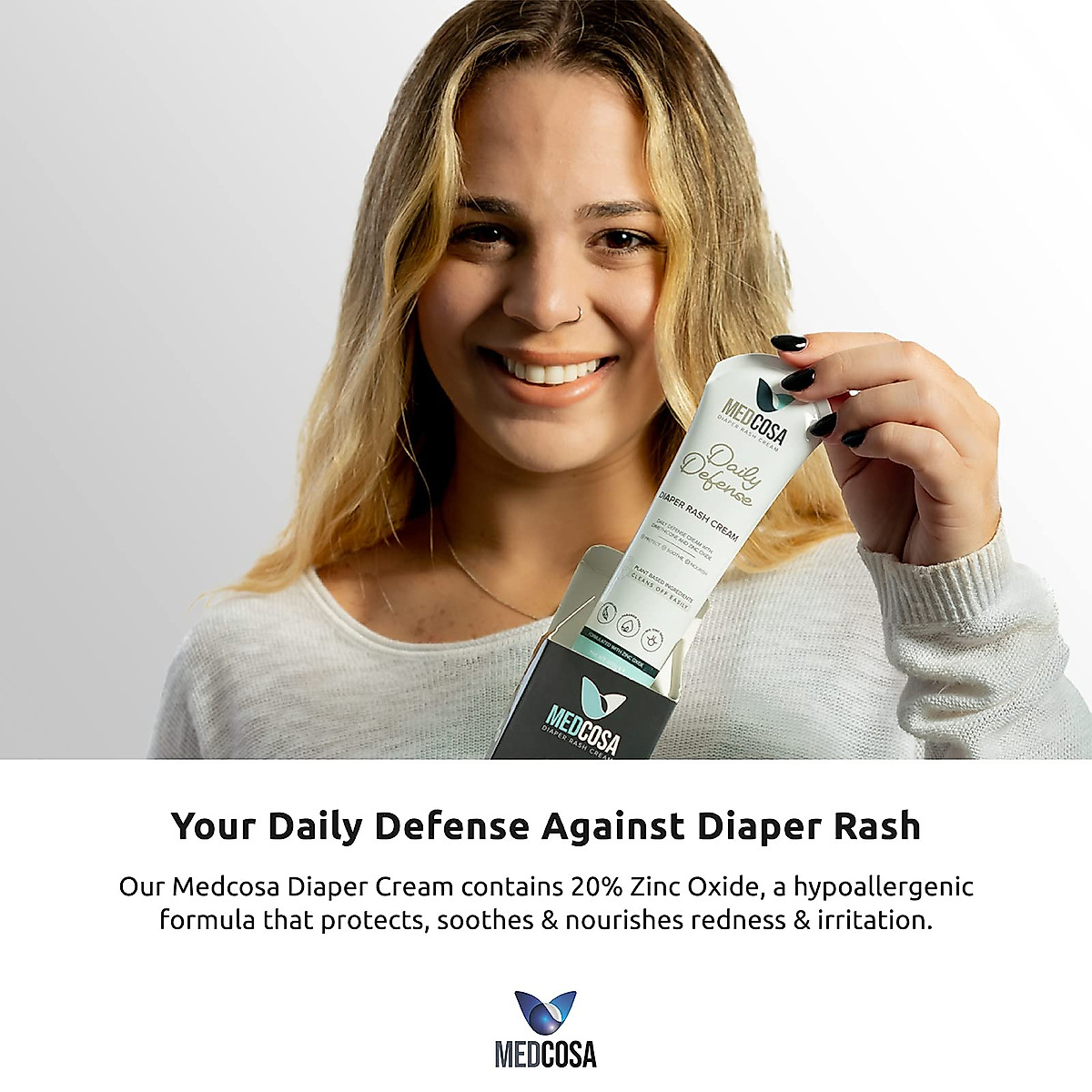 Medcosa Diaper Cream | Your Daily Defense Against Diaper Rash | Baby Butt Cream w/Zinc Oxide | Helps Protect, Soothe & Reduce Redness & Irritation (2 pack)