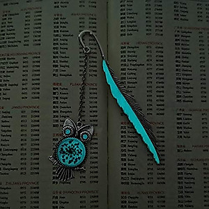 Gzrlyf Owl Bookmark Glow in The Dark Bookmark Luminous Book Markers Metal Book Lover Gifts (Luminous Bookmark)