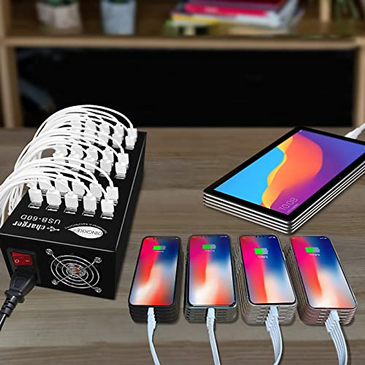 USB Charging Station, Cinlinso 60 Port 300W/60A,Intelligent Protection,MultiPort USB Charger Station for Smartphone Tablets Watch and More