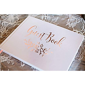 J&A Homes Wedding Guest Book - Polaroid Album Photo Guestbook Registry Sign-in with Gold Foil & Gilded Edges - White Hardbound Book with Bookmark - 9” x 6” inches Small Rose Gold (100 Pages)