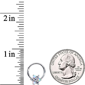 Body Candy Womens 16G Steel Segment Ring Seamless Cartilage Septum Ring White Synthetic Opal Nose Hoops 3/8"