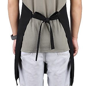 LOYGLIF Aprons for Men Women with Large Pockets, Cotton Canvas chef Adjustable Cooking Kitchen Grill Work Waterproof Bib Apron black