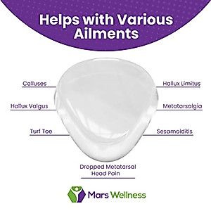 Premium Gel Ball of Foot Cushions - Reusable Clear Gel Metatarsal Pads - Foot Pain Relief - 1/4 Inch - 4 Pair