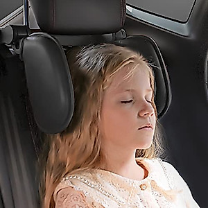 SanLead Car Headrest Pillow Detachable, U Shaped Road Pal Headrest Black Head Neck Support, 180 Degree Adjustable Car Seat Head Neck Support