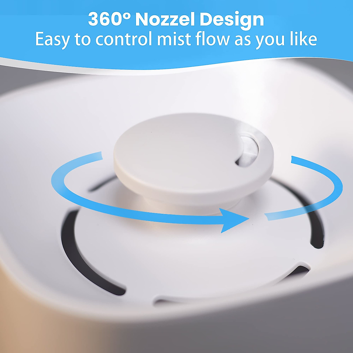 Rilextec Humidifiers for Bedroom Large Room, 4.5L Cool Mist Humidifiers Quiet for 37H, 360° Rotation Nozzle, Top Fill Room Humidifiers for Babies Nursery, Office, Indoor Plants