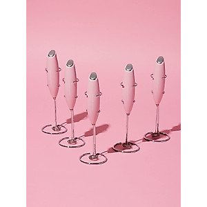 Smooth Operator Pink Handheld Electric Whisk, Milk Frother, Foam Maker for Protein, Coffee & More - Stainless Steel Stand Included