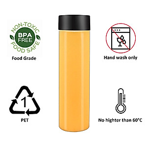 zmybcpack 12 Pack 13.6 OZ (400 ml) Clear PET Plastic Juice Bottles With Black Lids Smoothie Ideal For Milk and Other Beverage