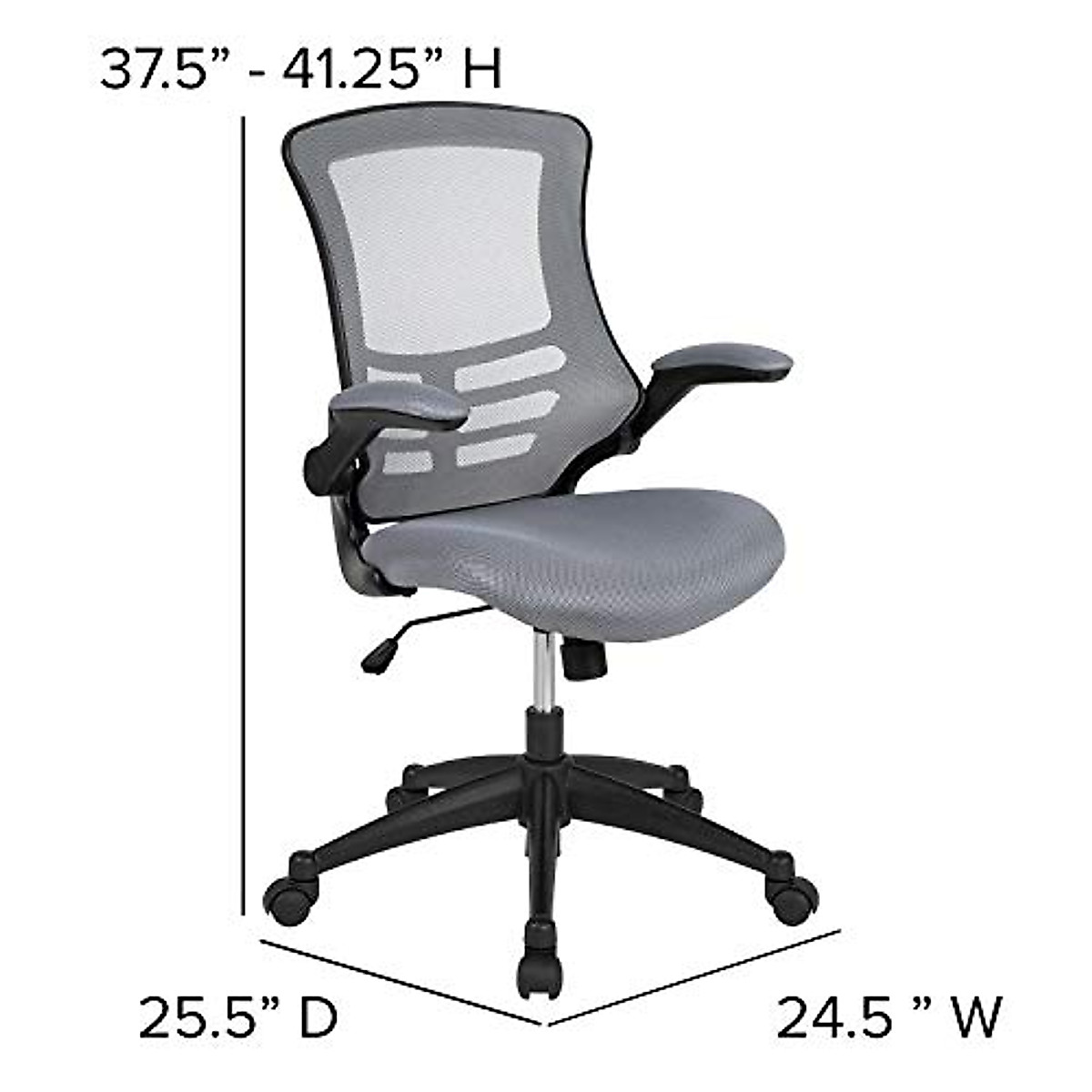 Flash Furniture Kelista Mid-Back Dark Gray Mesh Swivel Ergonomic Task Office Chair with Flip-Up Arms