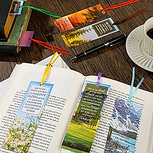 120 Pcs Bible Verse Inspirational Bookmarks Scripture Christian Motivational Bookmarks Encouragement Verse Page Marker with Colorful Ribbons Christmas Gifts for Women Men Church Office Supplies