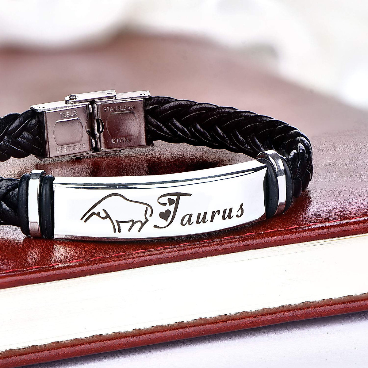 STARCHENIE Taurus Leather Bracelet 12 Constellation Braided Punk Wrist Rope Cuff Bracelet