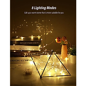 Mikasol Fairy String Lights, 1 Packs Led Fairy Lights Battery Operated Waterproof Copper Wire with Remote Control Fairy Lights for Bedroom. Firefly Lights Christmas Lights 8 Modes (16.4 ft/Warm White)
