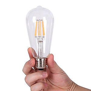 DC 12 Volt Warm White 2700k 6 Watt LED Filament ST64 Light Bulb E26 E27 Medium Base Lamp Low Voltage Marine Boat Solar Stage Film Photography Production Prop Retro Edison 12V Battery Lighting