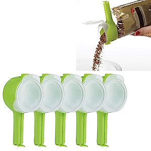 Bag Clips for Food, 5Pcs Reuseable Plastic Food Storage Sealing Clip with Pour Spouts for Food Kitchen Tools, Kitchen Chip Bag Clips
