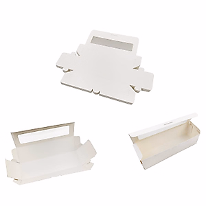 Chneeu 30 Pack Macaron Boxes Macaron Packaging Box with Window Long Pastry Cookie Boxes Dessert Boxes Small Treat Boxes Rectangle Cookie Boxes Strawberry Boxes, white