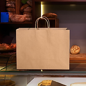 Brothersbox Large Brown Paper Bags with Handles 50PCS Kraft Gift Bags Bulk, 16 * 6 * 12 Inch for Birthday Party Grocery Retail Shopping Business