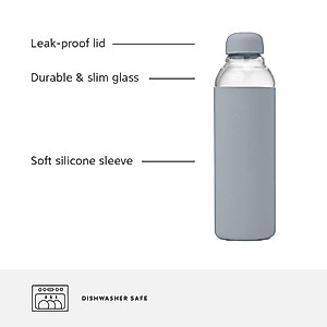 W&P Porter Glass Water Bottle w/ Protective Silicone Sleeve | Terazzo Cream 20 Ounces | On-the-Go | Reusable Bottle for Coffee, Tea and Water | Portable