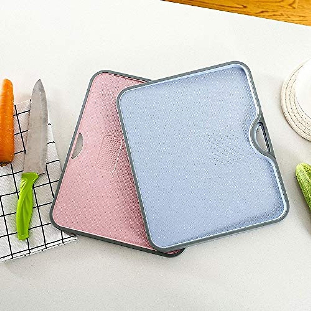 GINHA Chopping Board Set Wheat Straw Plastic Cutting Board Vegetable Meat Tools Kitchen Accessories Chopping Board Non-Slip Frosted Kitchen Cutting Board (Color : 1)