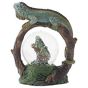 Elanze Designs Green and Blue Scaled Iguana Figurine 45MM Glitter Snow Globe Decoration