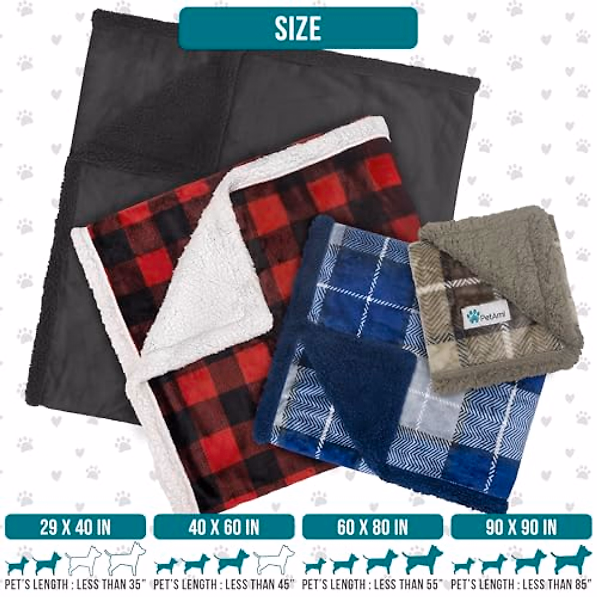 PetAmi Dog Blanket for Medium Large Dogs, Pet Bed Blanket Cat Puppy Kitten, Fleece Furniture Couch Cover Protector Sofa Car, Soft Sherpa Dog Throw Plush Reversible Washable, 40x60 Solid Dark Gray