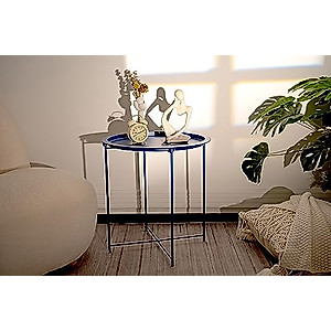 Nohle End Table for Living Room,Accent Table Round Tray Tables with Storage,Small Nightstand,Metal Side Table 18.5in. (Royal Blue)