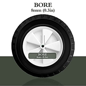 [2 Pack] 8 Inch Wheels Replacement 8mm, Lawn Mower Wheels Replacement, Grill Wheels Replacement, Wheels Replacement Parts