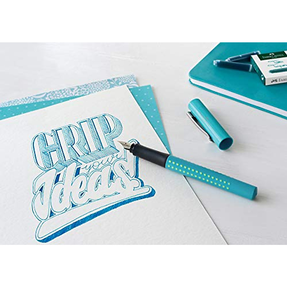 Faber-Castell 140916 Grip 2010 M Fountain Pen - Turquoise