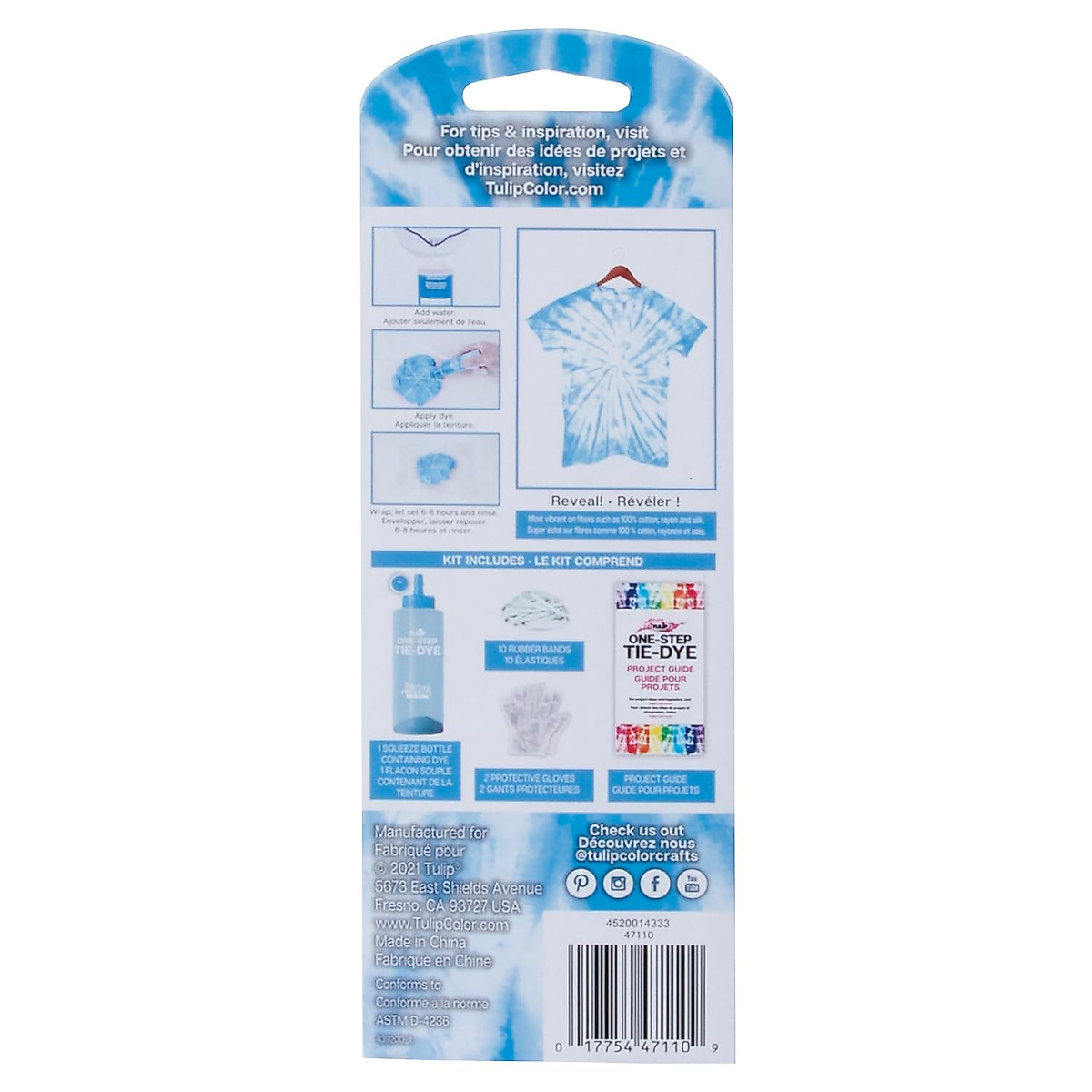 Tulip One-Step Tie-Dye Kit, Vibrant Colors for Fabric 4 fl oz, Sky