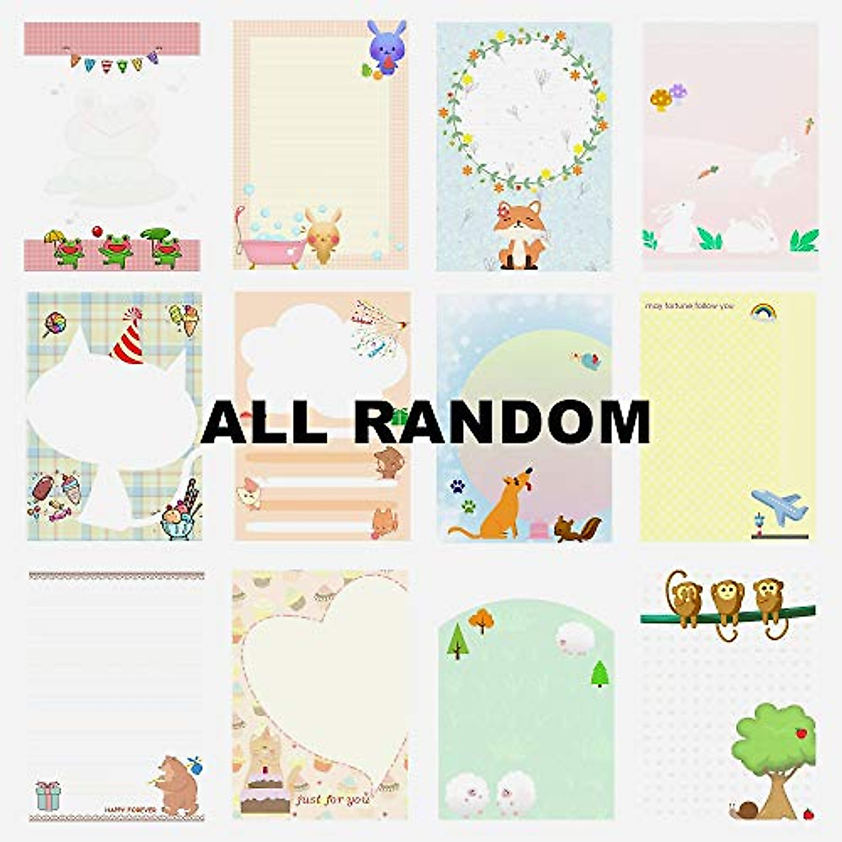 Creammuffin Stationary 8.2 x 5.83 Inches 30 pcs Cute Lovely Kawaii Special Design Artoon Animal Design Writing Letter Paper Stationary Paper (White, Kawaii)