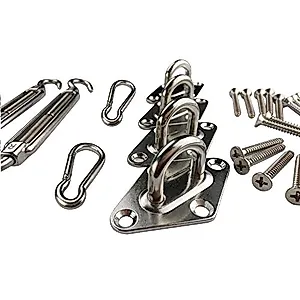 COSCOOL Shade Sail Hardware Kit for Sun Shade Sails Stainless Steel Installation Hardware Kit (6-inch Rectangular)