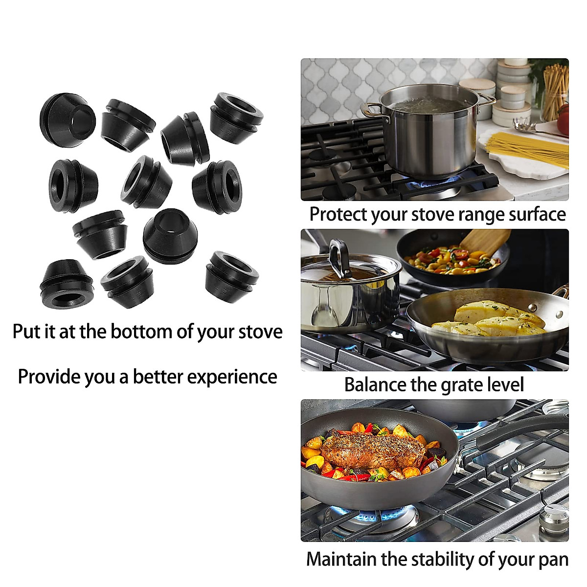 SMEV 50708 RV Cooktop Grate Grommets for Dometic Stove Top Parts Grate Rubber Grommets Replacemet RV Stove Parts top rubber bumpers Dometic Stove protector Range Grate Pads Rubber Feet 12 Pcs