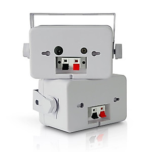 Pyle Outdoor Waterproof Wireless Bluetooth Speaker - 3.5 Inch Pair 3-way Active Passive Weatherproof Wall, Ceiling Mount Dual Speakers System w/ Heavy Duty Grill, Patio, Indoor Use -PDWR42WBT (White)