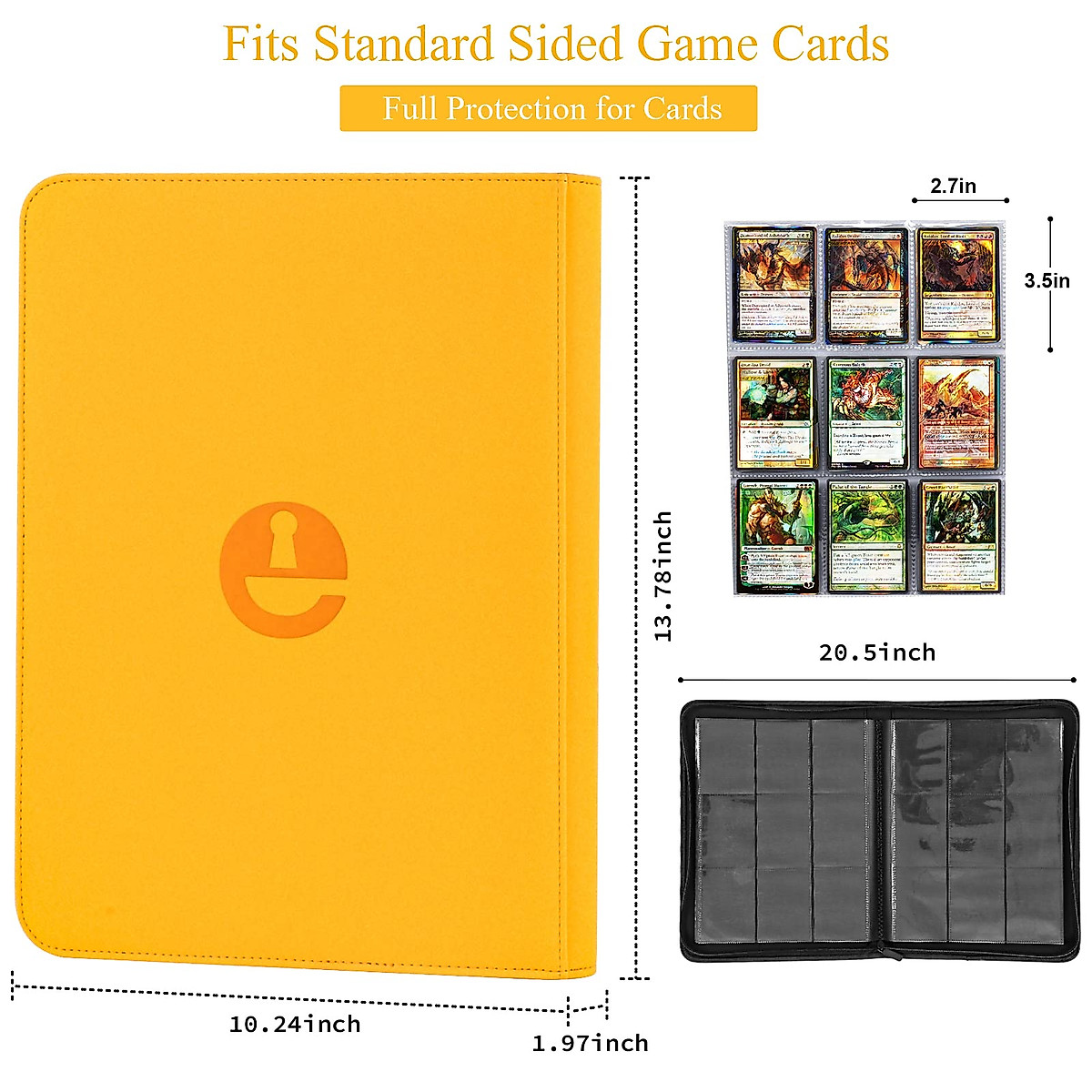 zeerliki 9-Pocket Trading Card Binder, 432 Pockets Game Card Holder Album with Black Sleeves, Side-Loading Pocket Zipper Binder Case for MTG,TCG,Sport Cards,Photocard