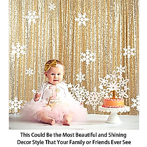 ShinyBeauty Sequin Backdrop - Photo Backdrop and Fabric Backdrop for Wedding/Party/Photography/Curtain/Birthday/Christmas/Prom/Other Event Decor - 4FTx7FT(48inx84in) (Light Gold)