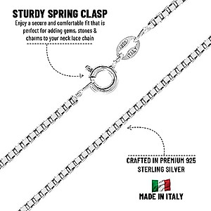 TRUFINE Sterling Silver Box Chain Necklace Thin, Dainty, 925 Sterling Silver Durable Sturdy gift 0.8mm &1mm Jewelry for Women Men Made in Italy (Length 24 Inch, 1mm)