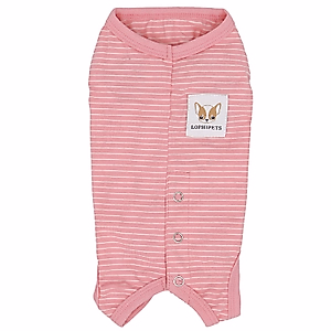 LOPHIPETS Girl Dog Shirts Recovery Suit Pajamas for Small Teacup Dog Chihuahua Yorkie Puppy Cat Clothes-Pink Strips/XS