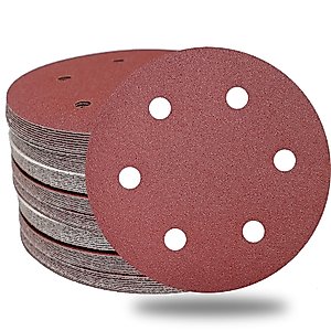 100 PCS 9-Inch 6-Hole Drywall Sanding Discs Set - 60 80 120 150 240 Grits Sandpaper, 9" Aluminum Oxide Hook-and-Loop Drywall Sander Paper for Power Drywall Sander