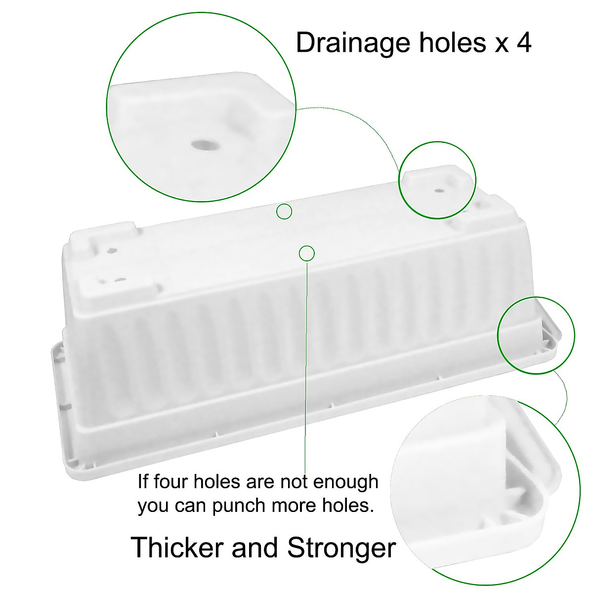 Niiiice 8 Packs 17 Inch White Plastic Flower Window Box Vegetable Planters with Trays, Rectangular Planter Planters with 10 Pcs Plant Labels (White)…