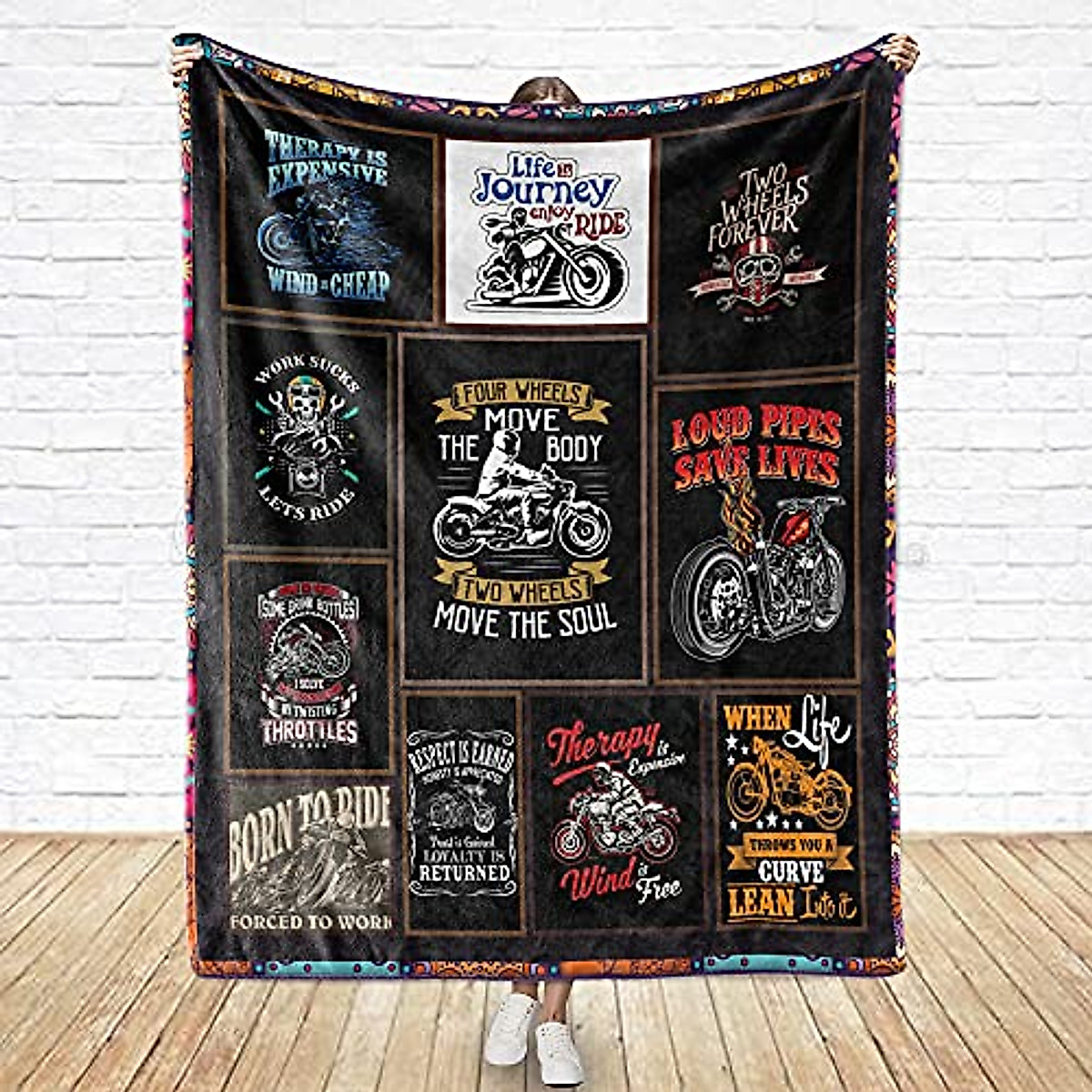 Launchigo Personalized Motorcycle Blanket, Biker Blankets, Rider Blanket. Premium Quality Outdoor Blanket. Fleece Throw Biker Blanket for Birthday & Christmas. (Biker Blanket 01, 60" X 80")
