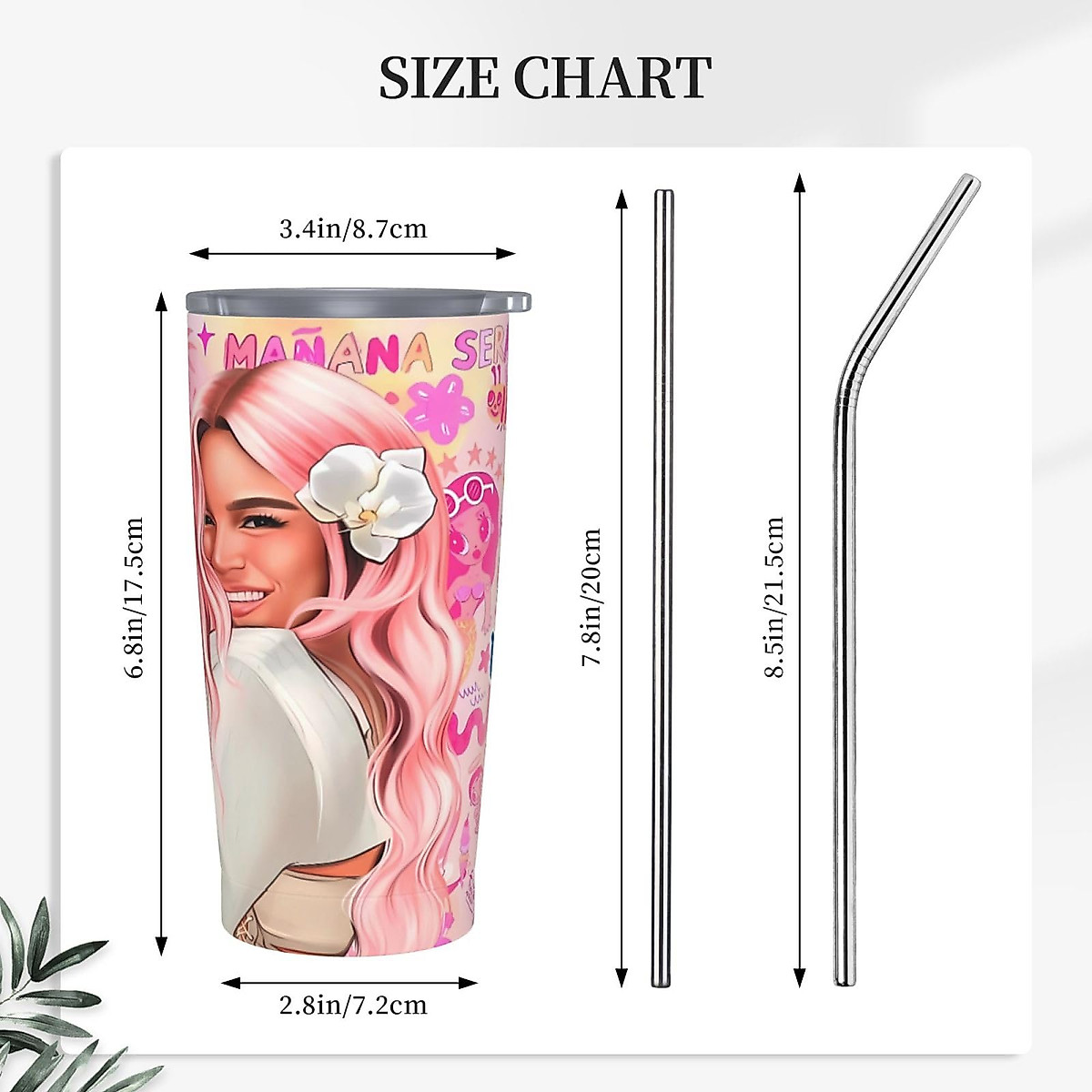 Kiserjens Stainless Steel Insulated Tumbler Vacuum Water Bottle Travel Cup Coffee Mug With Straw,Lid and Brush 20 oz