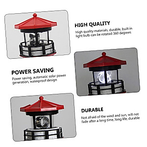 Abaodam 1Pc Solar Rotating Light Patio Lamps Outdoor Outside Patio Light Outdoor Patio lamp Garden Lighthouse Rotating Lighthouse Light Outdoor LED Solar Lights Revolving Light Shine Resin