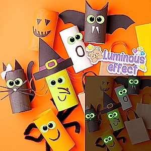 300 Pcs Wiggle Googly Eyes Glow in The Dark Sticky Googly Eyes Self Adhesive Googly Wiggle Eyes Suitable for DIY Crafts, Halloween Activities (8mm)