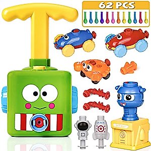 PartyWoo Balloon Launcher Car Toy Set, 72 pcs Balloon Car Toy with Pump, Balloon Toys for Kids, Balloon Launcher Toy, Balloon Powered Car Balloon Launcher Toy (Little Frog)