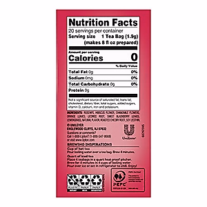 Lipton Peach Mango Herbal Tea Bags, 20 Count (Pack of 6)